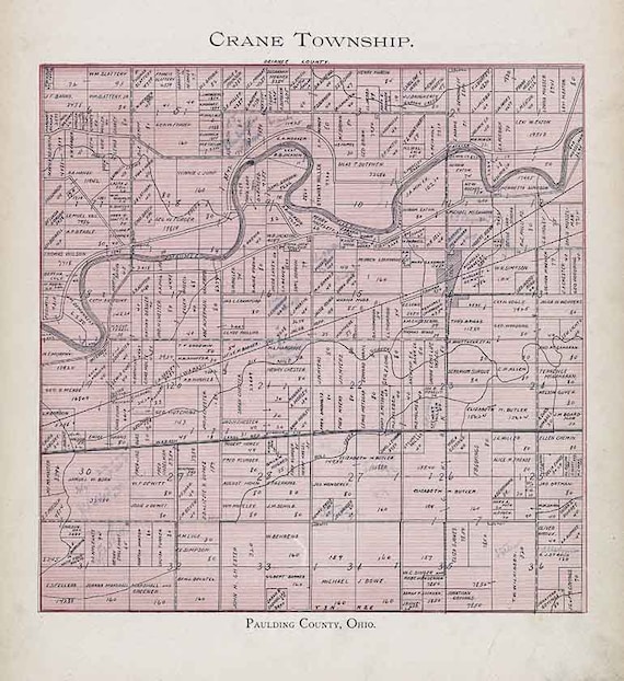 1905 Map of Crane Township Paulding County Ohio | Etsy