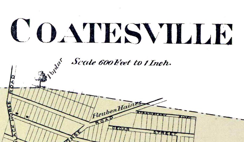 1873 Town Map of Coatesville Chester County Pennsylvania - Etsy