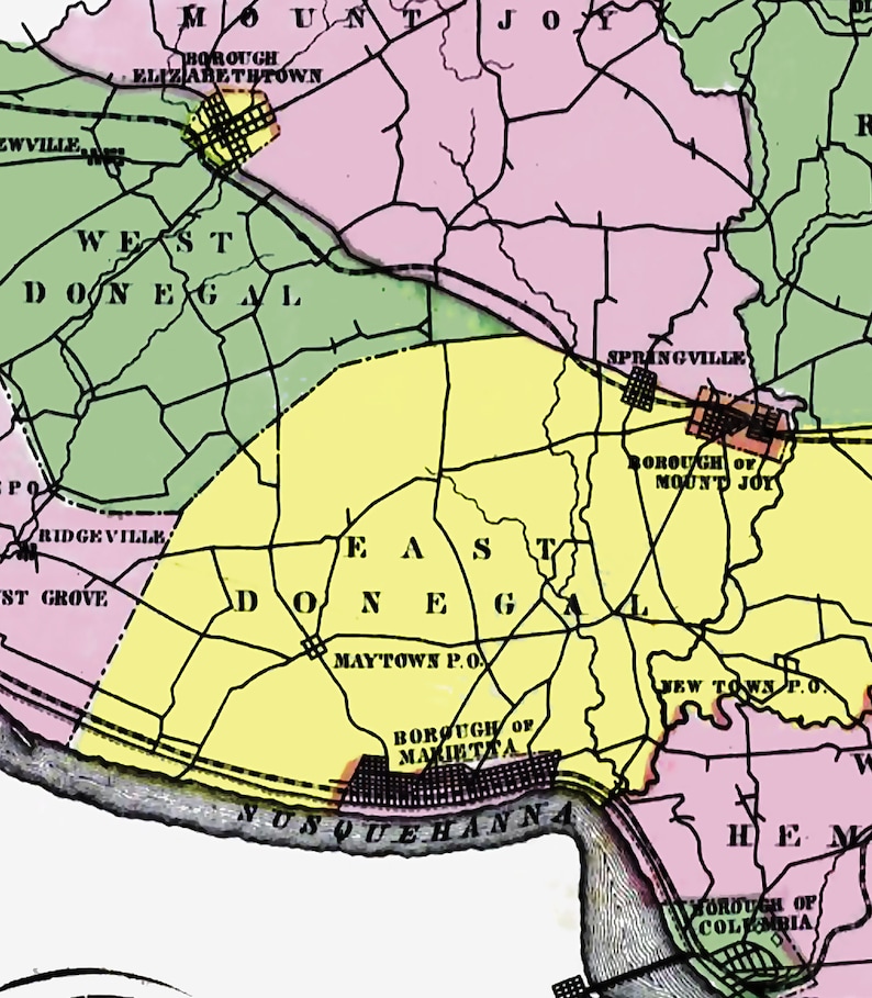 1864 Map of Lancaster County Pennsylvania - Etsy