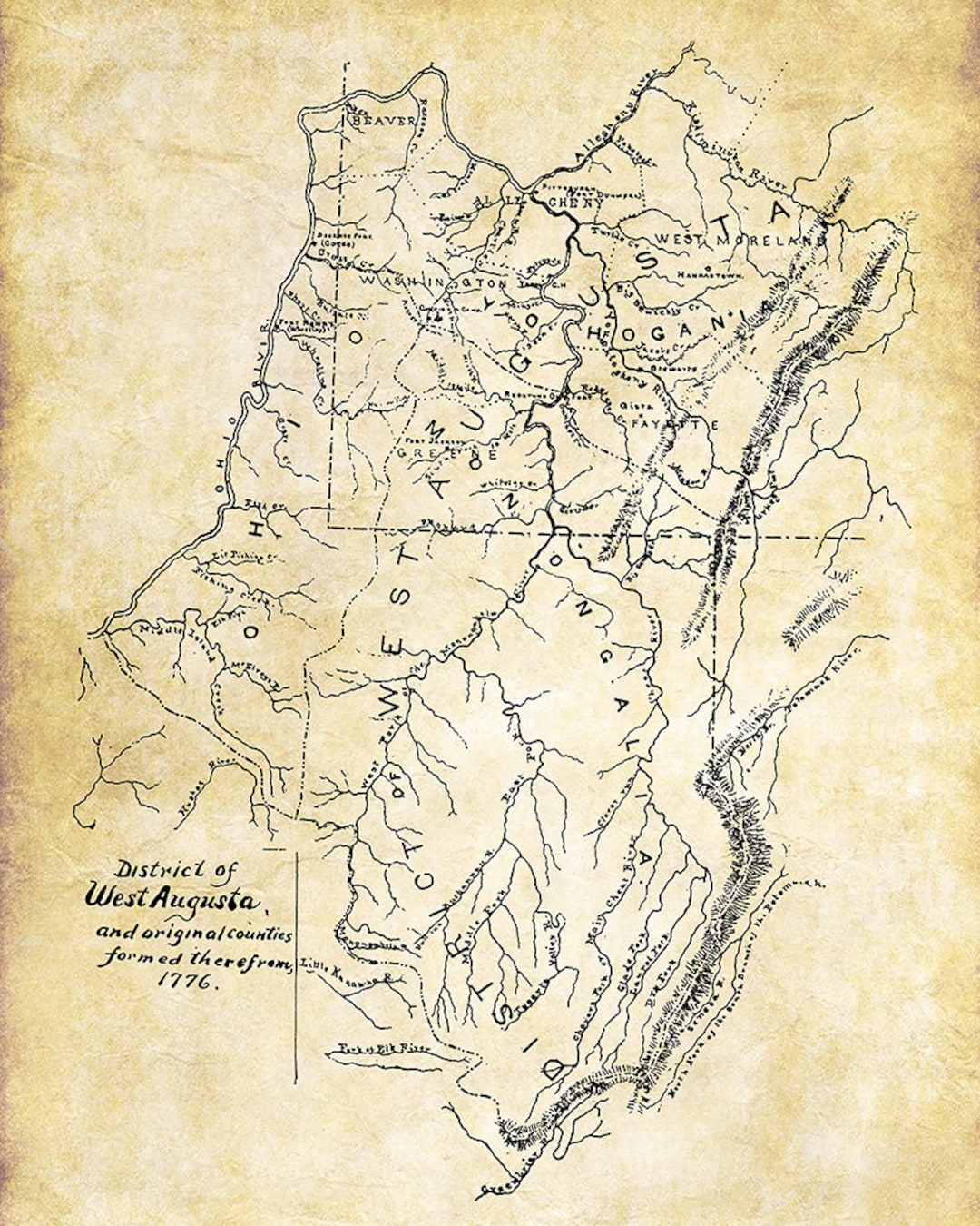 1776 Map of West Augusta County Virginia - Etsy