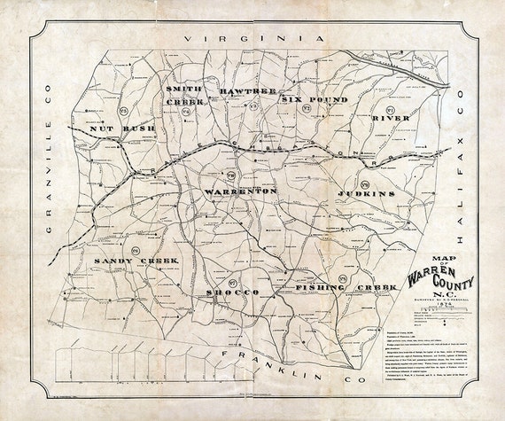 1874 Map of Warren County North Carolina - Etsy