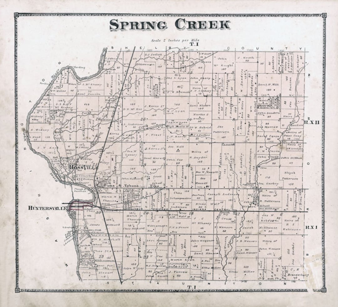 1871 Map of Spring Creek Township Miami County Ohio - Etsy