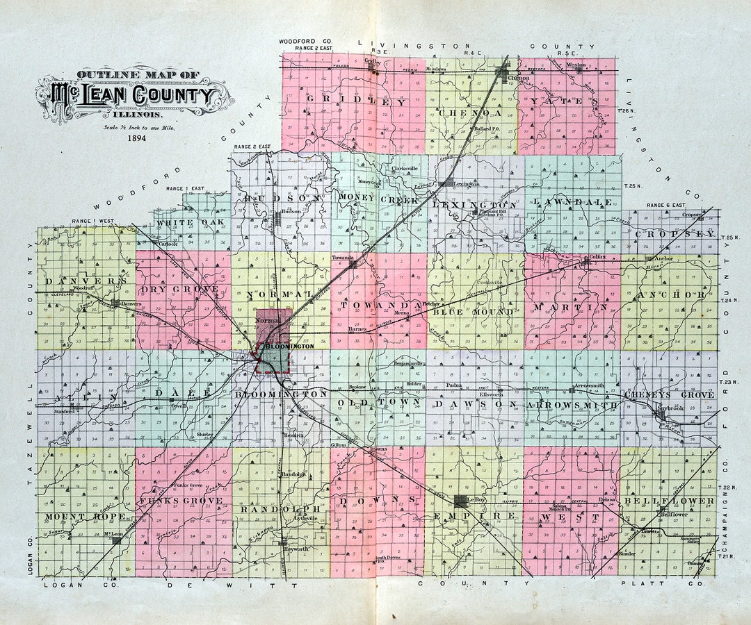 1894 Map of Mclean County Illinois - Etsy