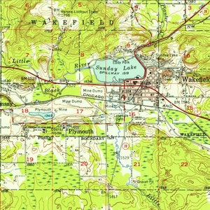 1955 Topo Map of Wakefield Michigan Quadrangle - Etsy