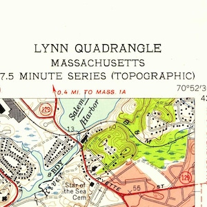 1957 Topo Map of Lynn Massachusetts Quadrangle - Etsy