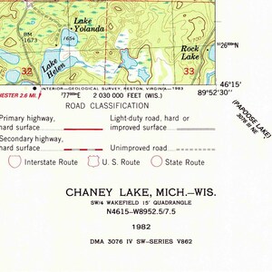 1982 Topo Map of Chaney Lake Michigan Quadrangle - Etsy
