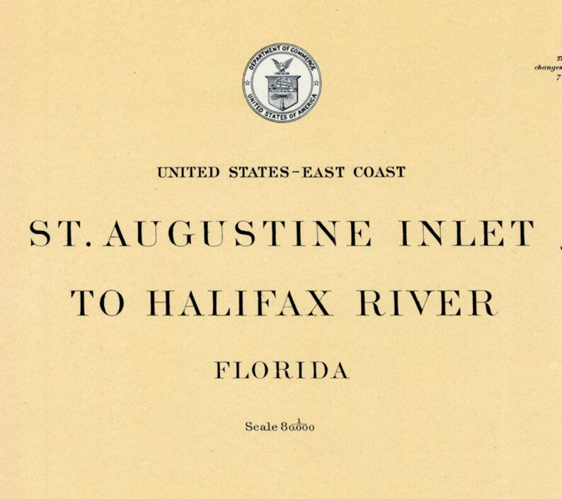 1924 Nautical Map of Saint Augustine Inlet Florida to Halifax - Etsy
