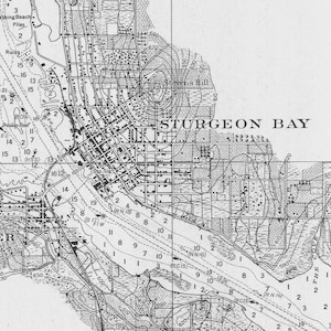 1936 Nautical Map of Sturgeon Bay & Canal Lake Michigan - Etsy
