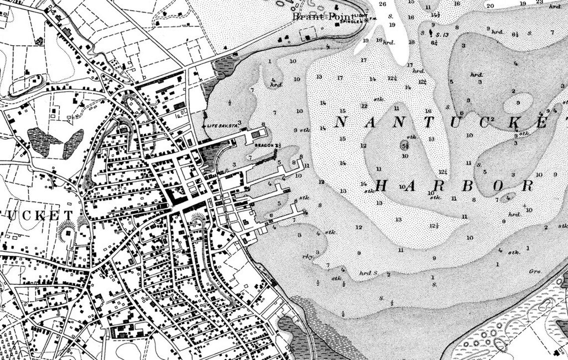 1889 Nautical Chart of Nantucket Harbor - Etsy