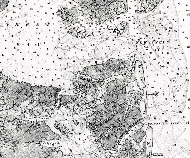 1976 Nautical Map of New Inlet to Absecon Inlet New Jersey - Etsy