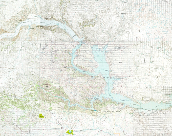 Lake Sakakawea Printable Map, North Dakota Wall Art, Lake Sakakawea ...