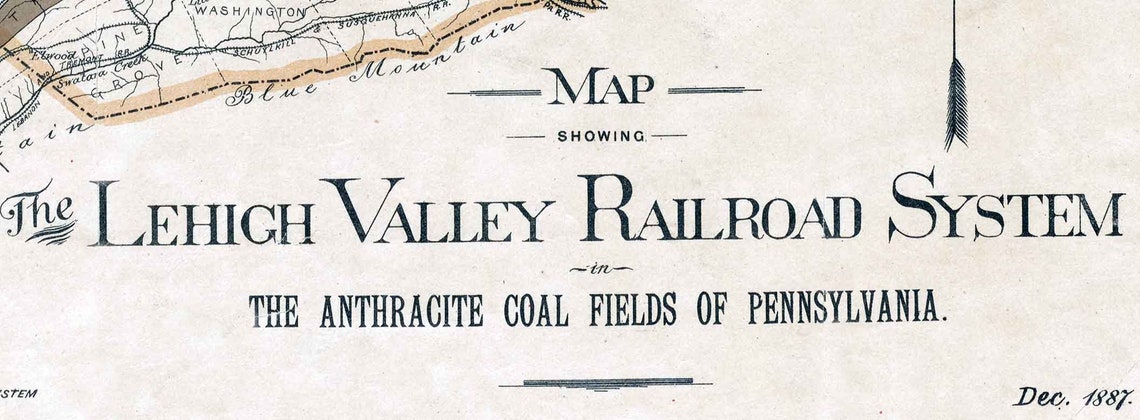 1887 Map of Lehigh Valley Railroad System Anthracite Coal Fields of Pa ...