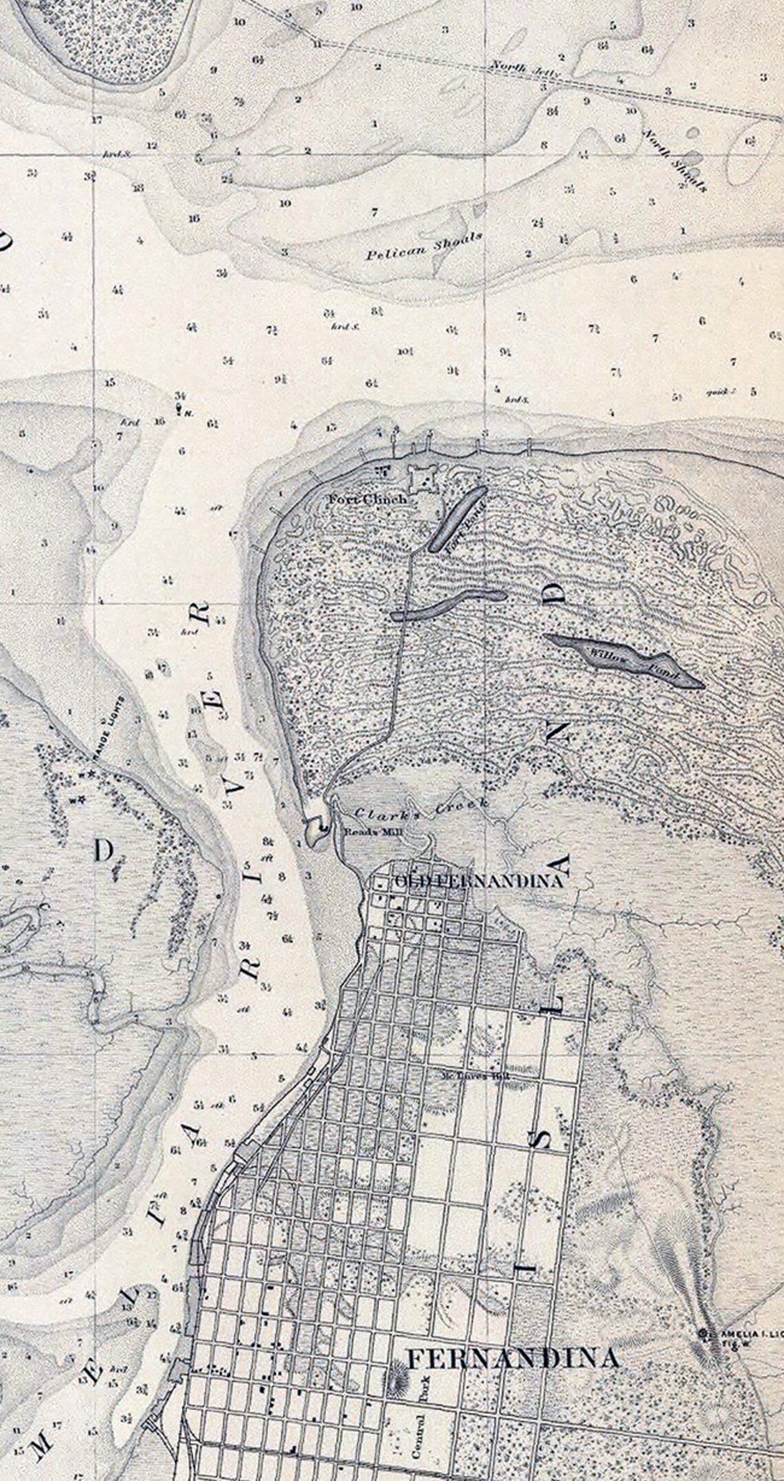1900 Nautical Map of Fernandina Entrance Florida - Etsy