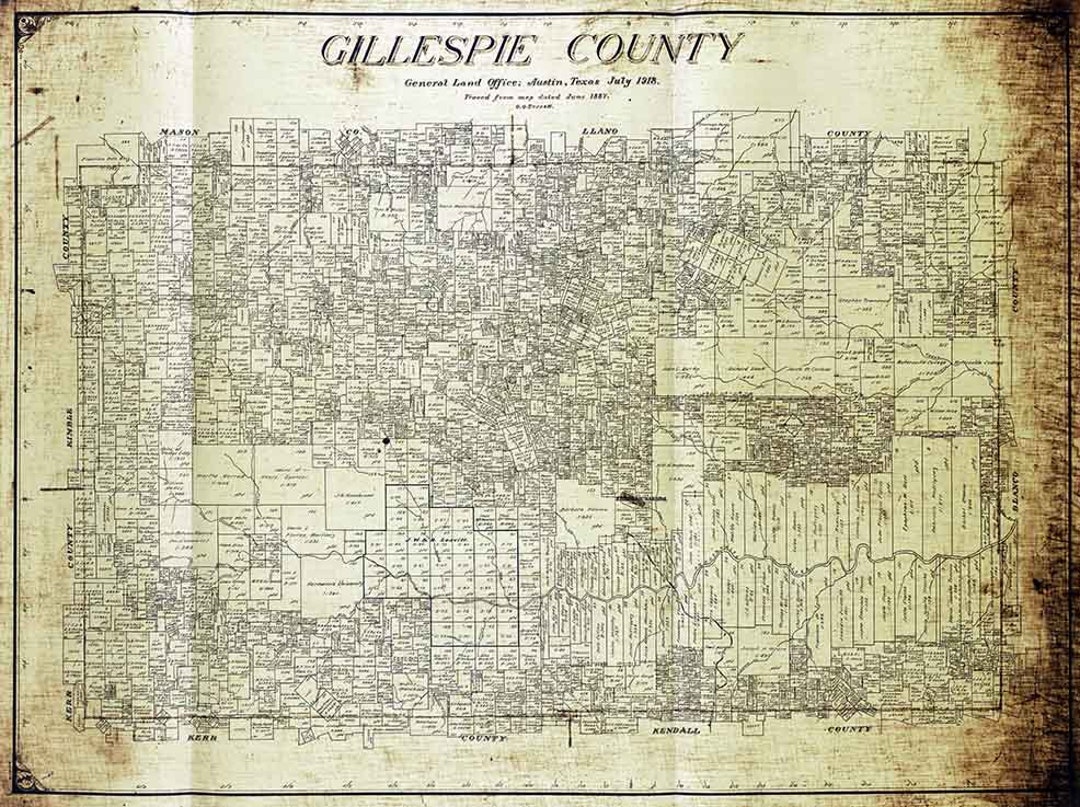 1918 Farm Line Map of Gillespie County Texas - Etsy