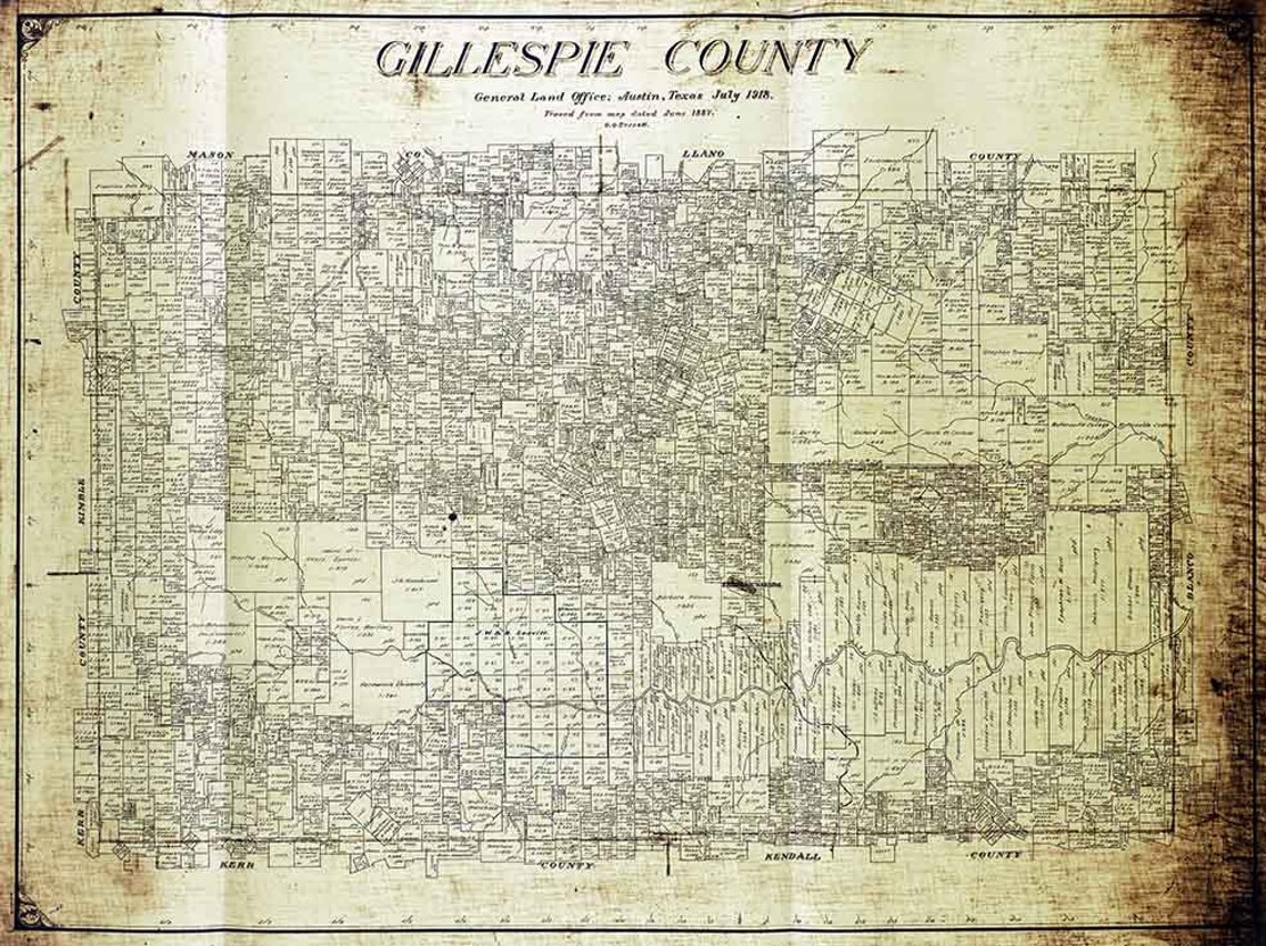1918 Farm Line Map of Gillespie County Texas | Etsy