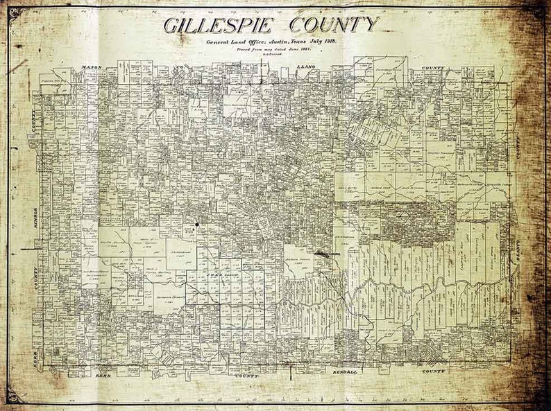 1918 Farm Line Map of Gillespie County Texas - Etsy