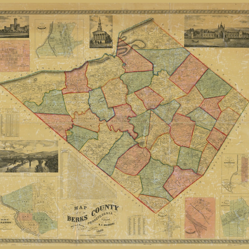 Large map of the counties in pa - Etsy.de