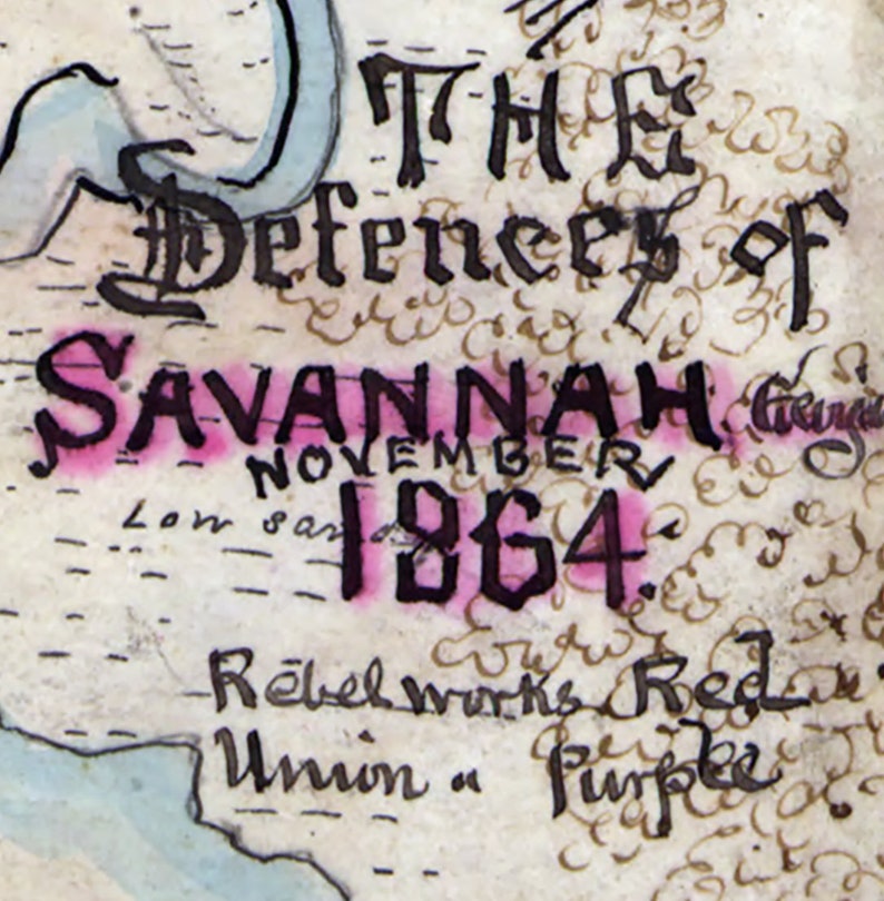 1864 Map of Savannah Georgia - Etsy