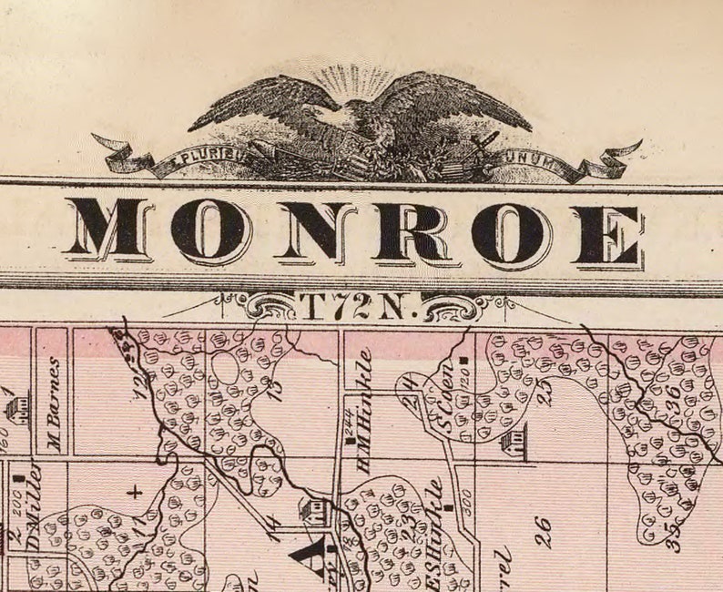 1875 Map of Monroe County Iowa - Etsy