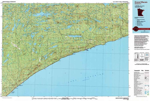 1977 Topo Map of Grand Marais Minnesota Lake Superior | Etsy