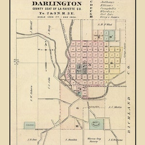 1878 Town Map of Darlington Lafayette County Wisconsin - Etsy