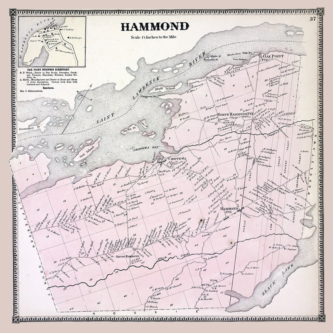 1865 Map of Hammond Township Saint Lawrence County New York - Etsy