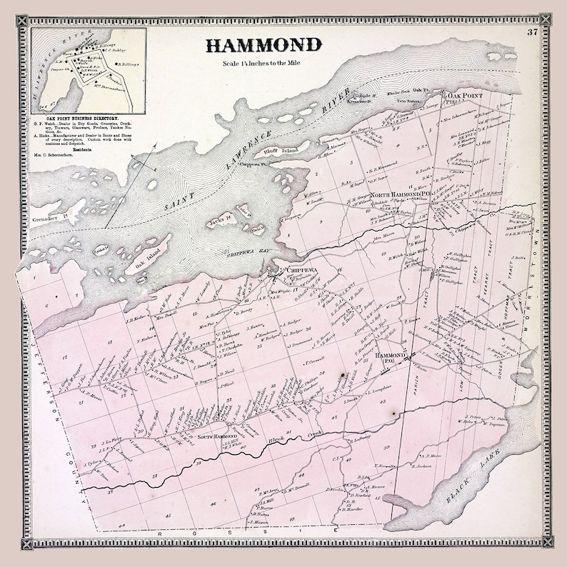 1865 Map of Hammond Township Saint Lawrence County New York - Etsy