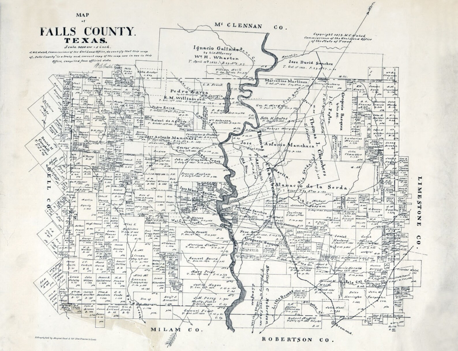 1879 Farm Line Map of Falls County Texas - Etsy