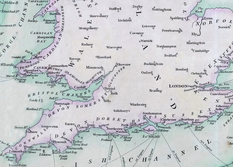 1803 Map of the United Kingdom and Coast of France - Etsy