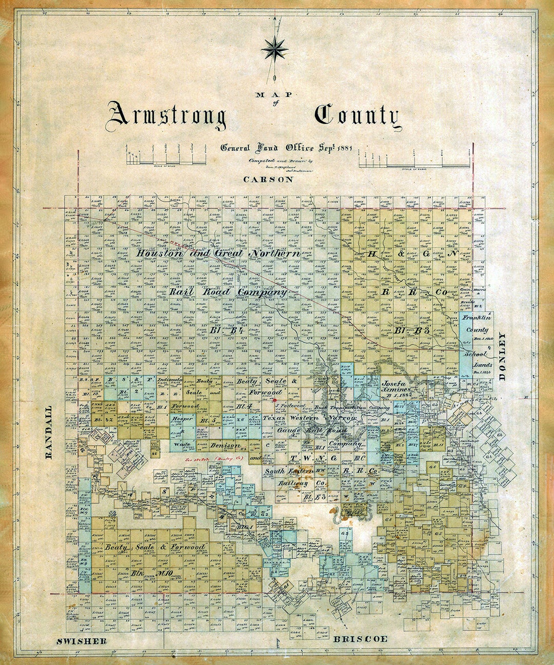 1881 Map of Armstrong County Texas - Etsy