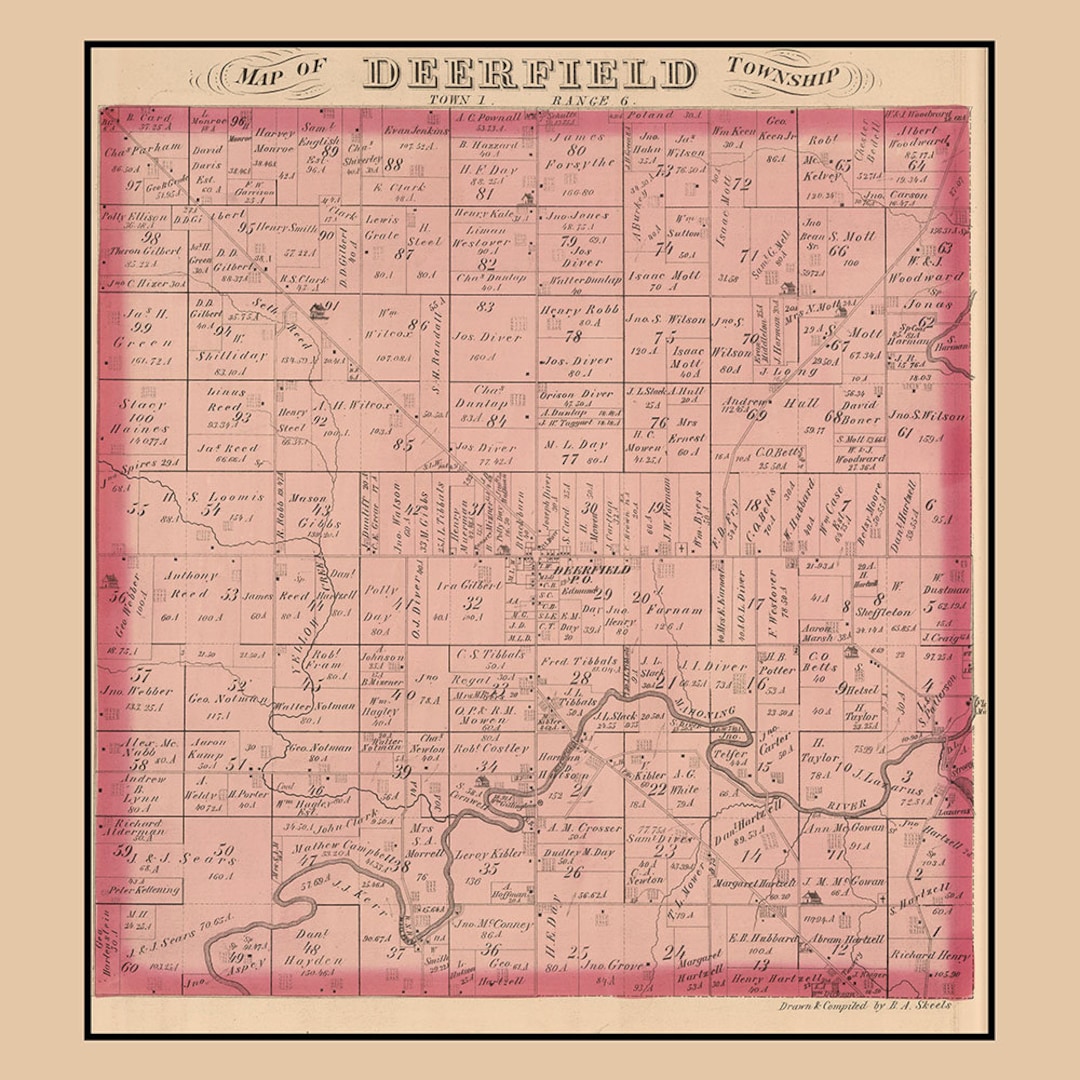 1874 Map of Deerfield Township Portage County Ohio - Etsy