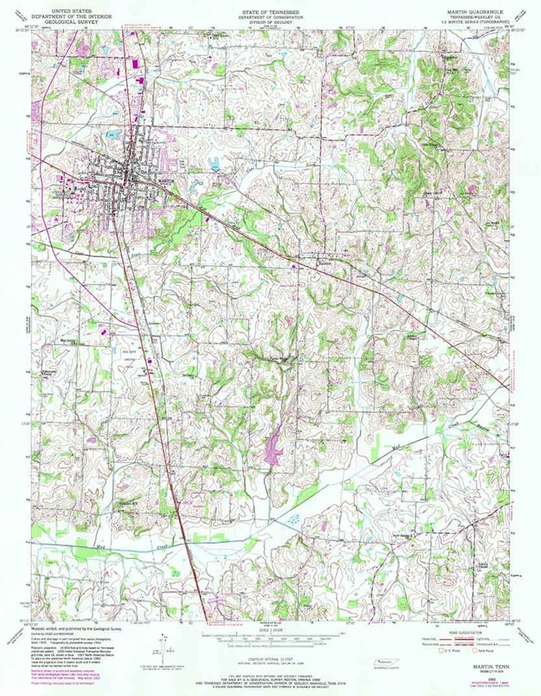 1950 Topo Map of Martin Tennessee - Etsy