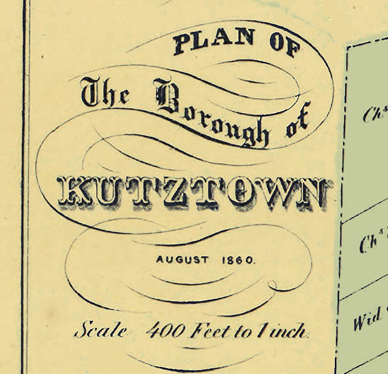 1860 Town Map of Kutztown Berks County Pennsylvania - Etsy