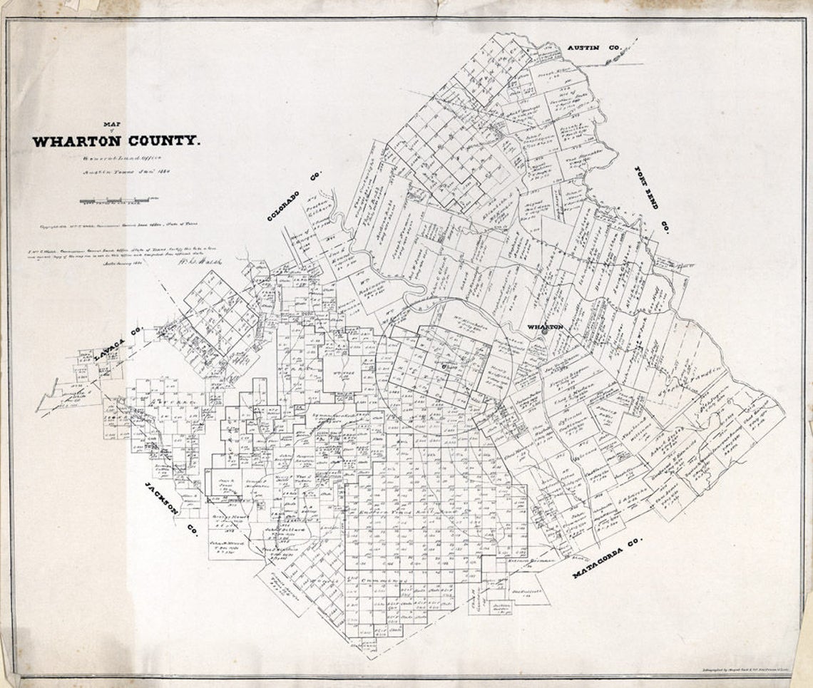 1880 Map of Wharton County Texas - Etsy