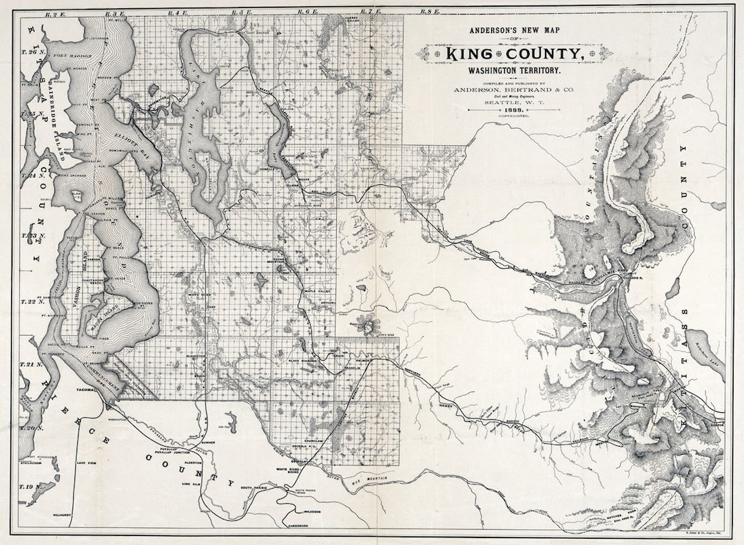 1888 Map of King County Washington - Etsy