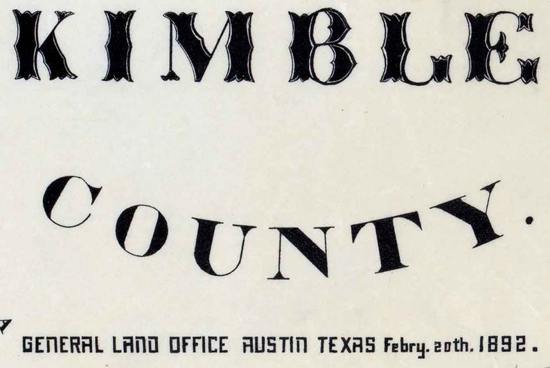 1892 Farm Line Map of Kimble County Texas | Etsy