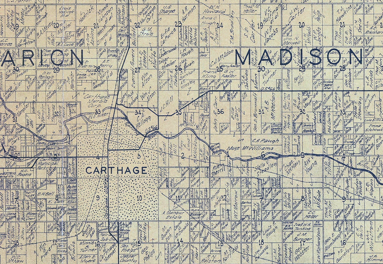 1941 Farm Line Map of Jasper County Missouri - Etsy