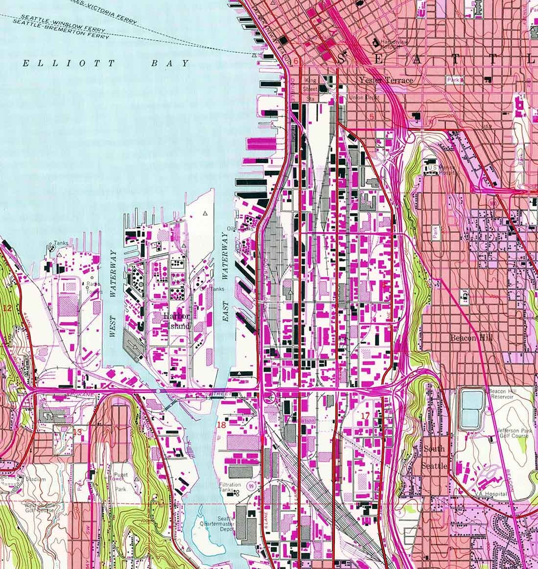 1949 Topo Map of Seattle South Washington Lake Washington - Etsy