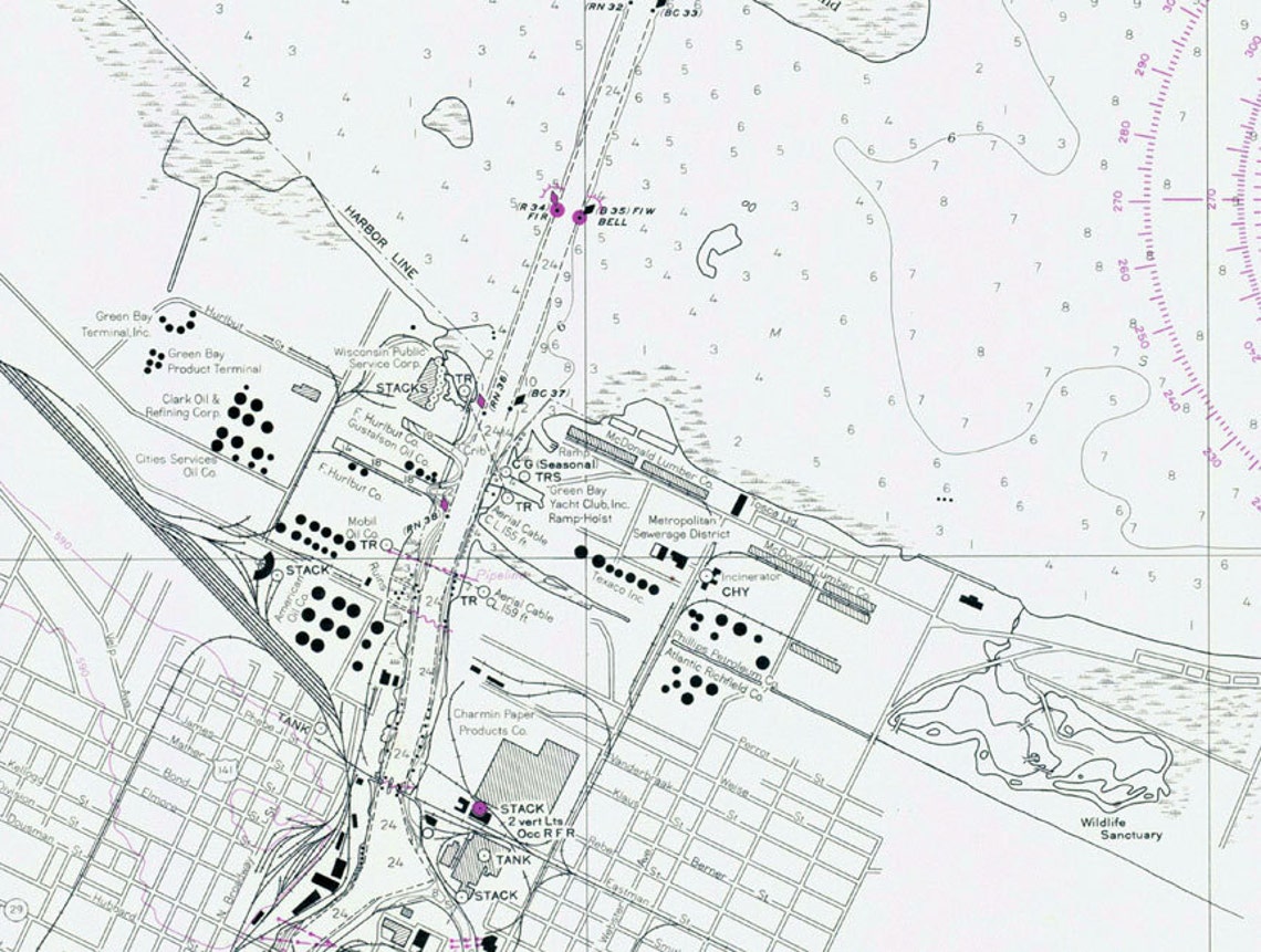1973 Nautical Map of Head of Green Bay Lake Michigan | Etsy
