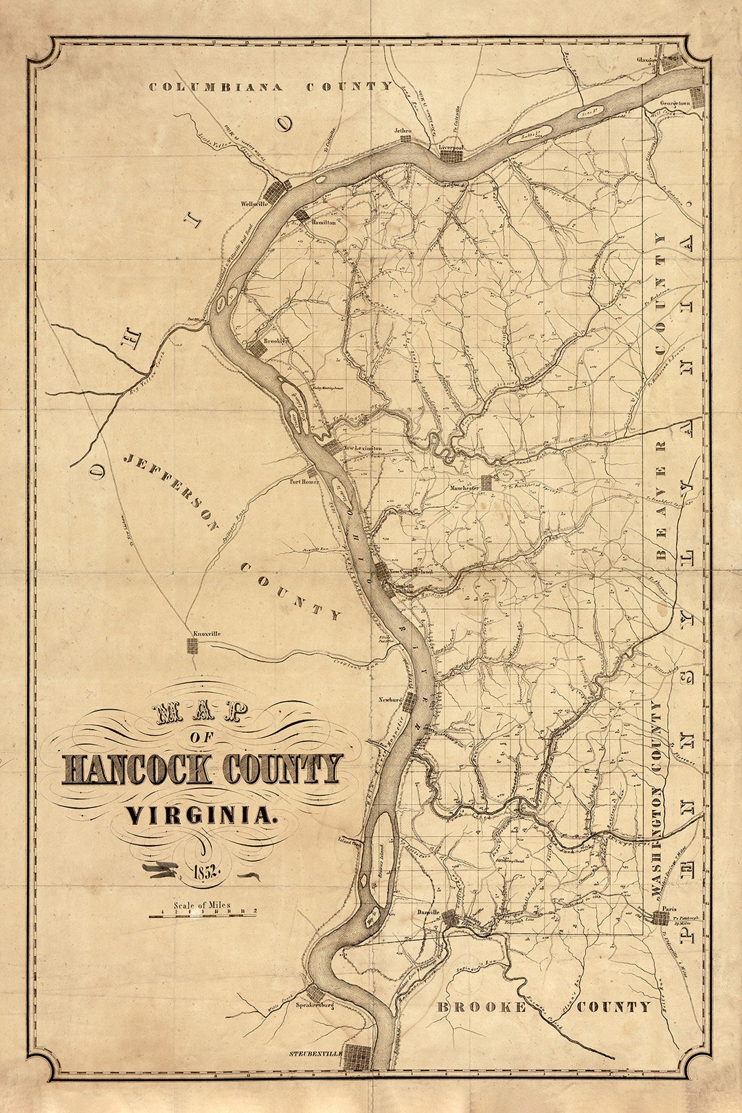 1852 Map of Hancock County Virginia - Etsy