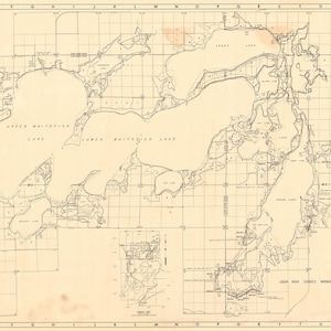 Early 1900s Map of Whitefish Lake Chain Crow Wing County Minnesota - Etsy