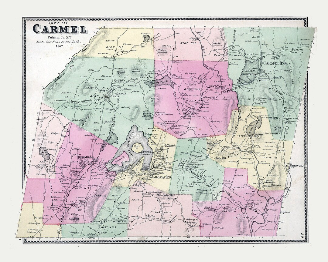1867 Map of Carmel Putnam County New York - Etsy