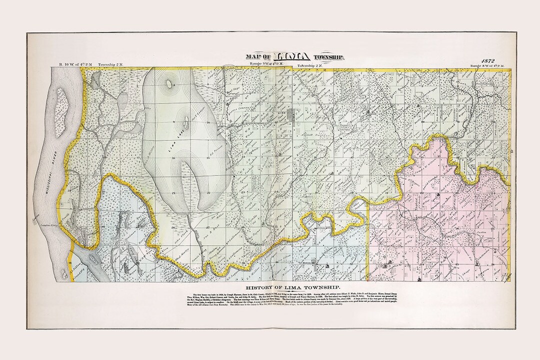 1872 Map of Lima Township Adams County Illinois - Etsy