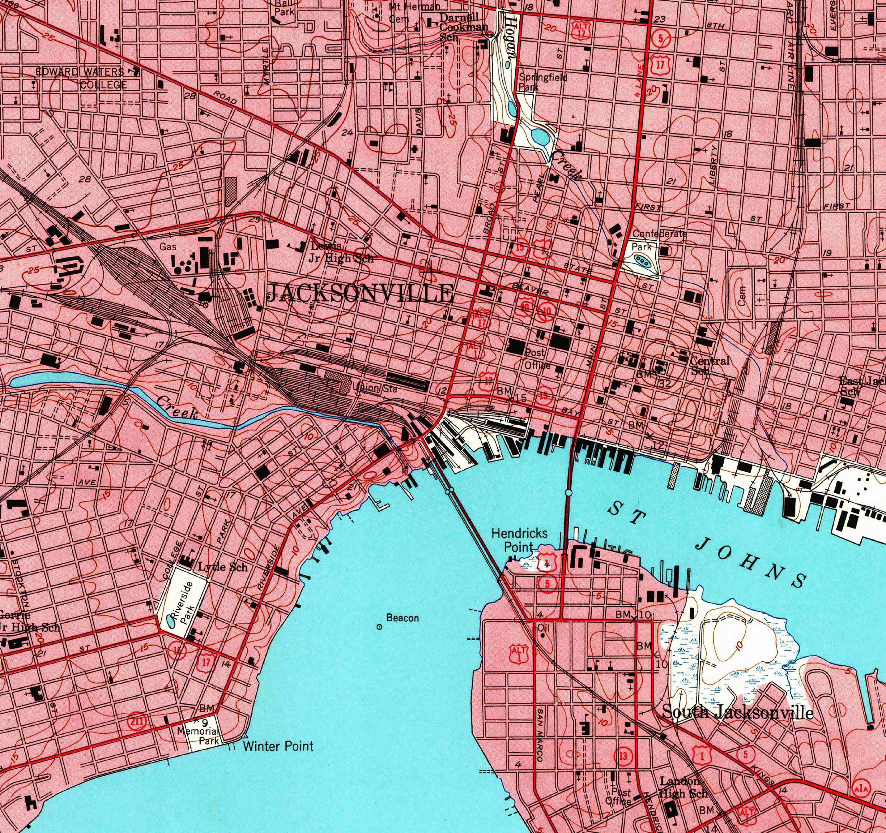 1950 Topo Map of Jacksonville Florida - Etsy