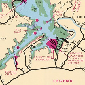 1978 Map of Lake Philpott Virginia - Etsy