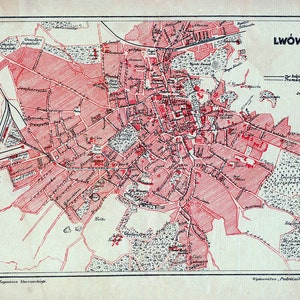 1909 Map of Lwow Lemberg Galicia Austria Hungary - Etsy