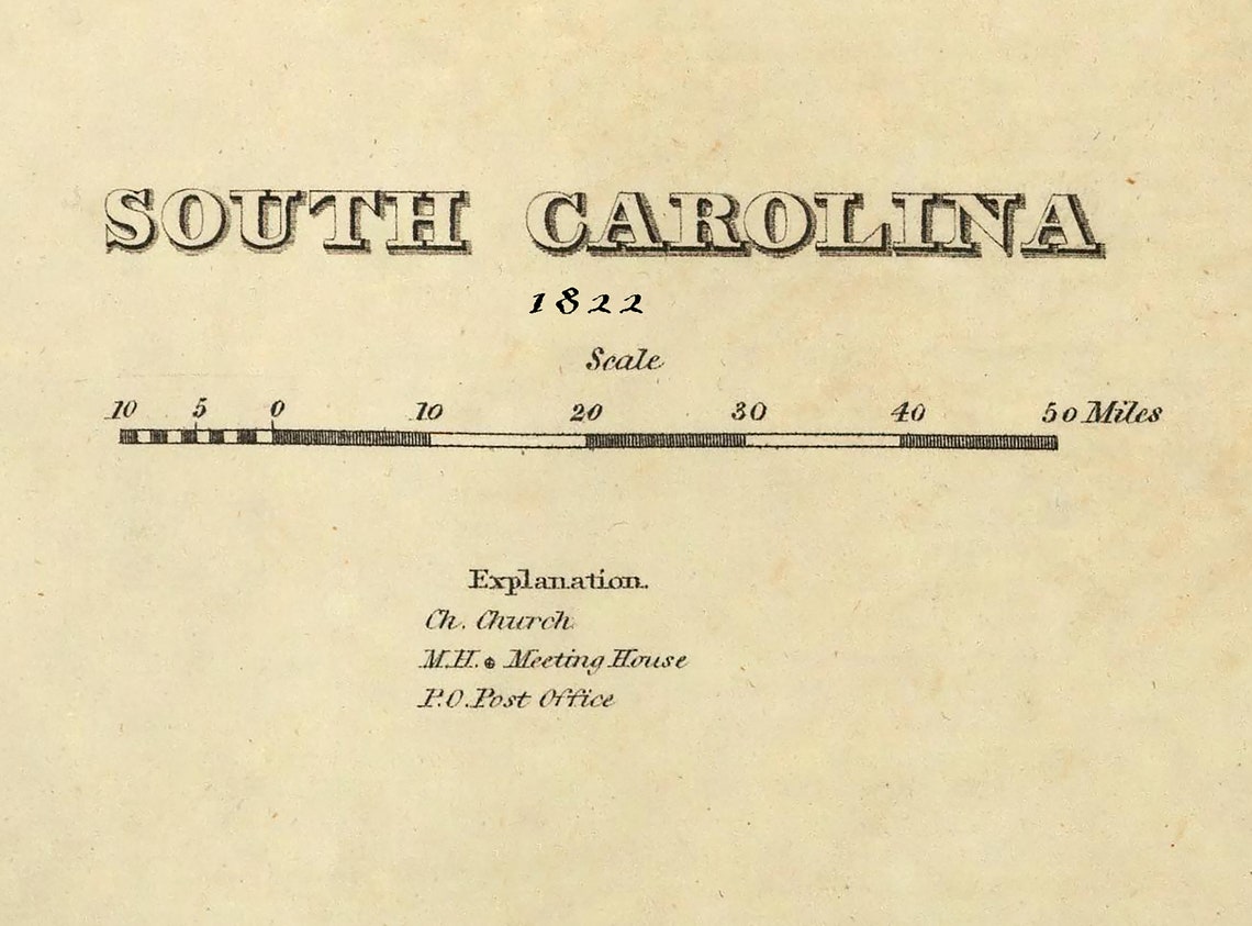 1822 Map of South Carolina - Etsy