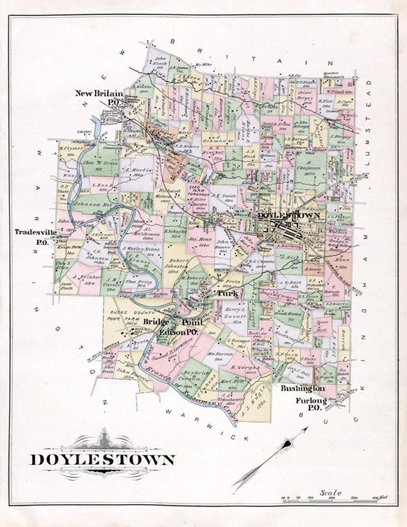 1891 Map of Doylestown Township Bucks County Pennsylvania | Etsy