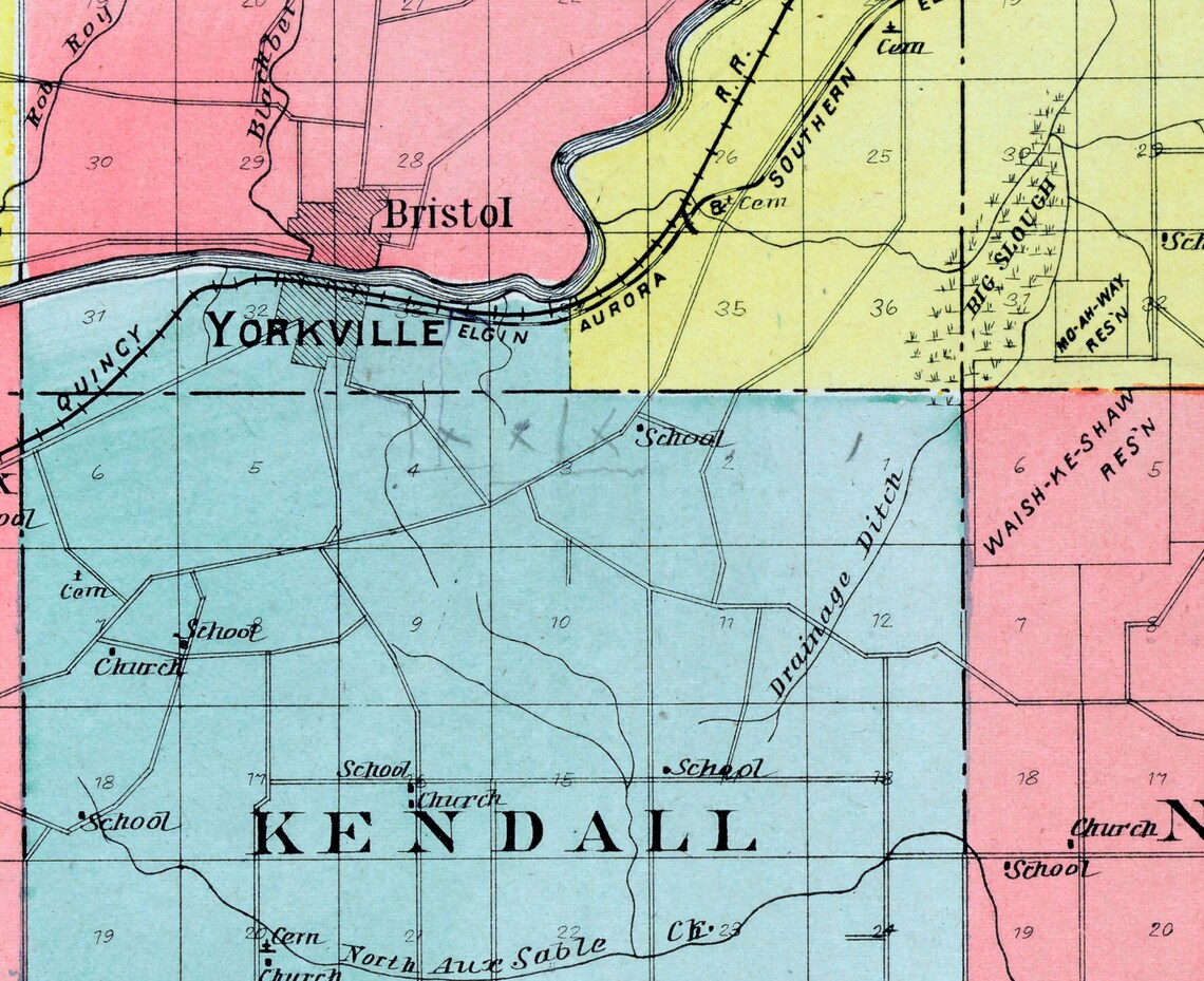 1903 Map of Kendall County Illinois - Etsy