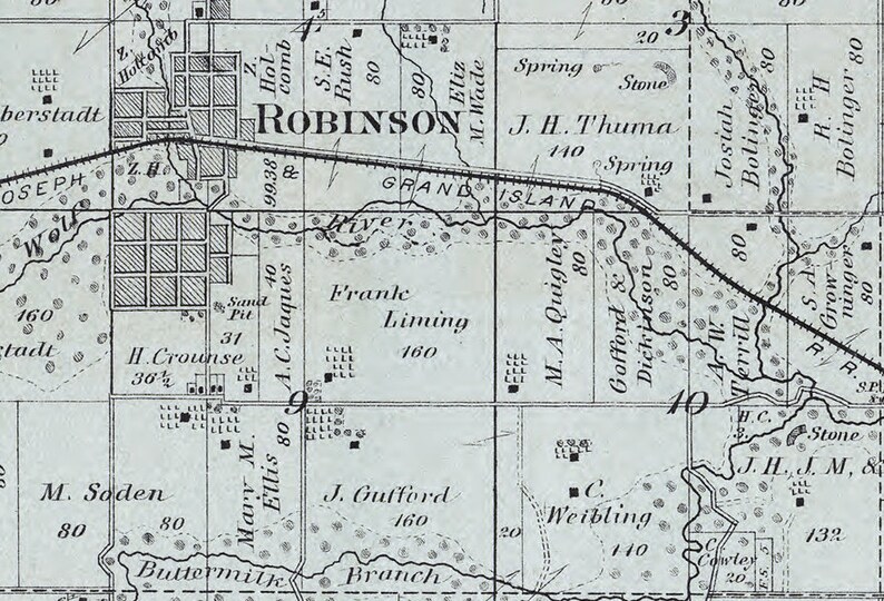 1887 Map of Robinson Township Brown County Kansas - Etsy